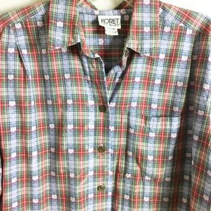 Koret | Tops | Vintage Koret City Blues Button Down Top Red Blue With ...